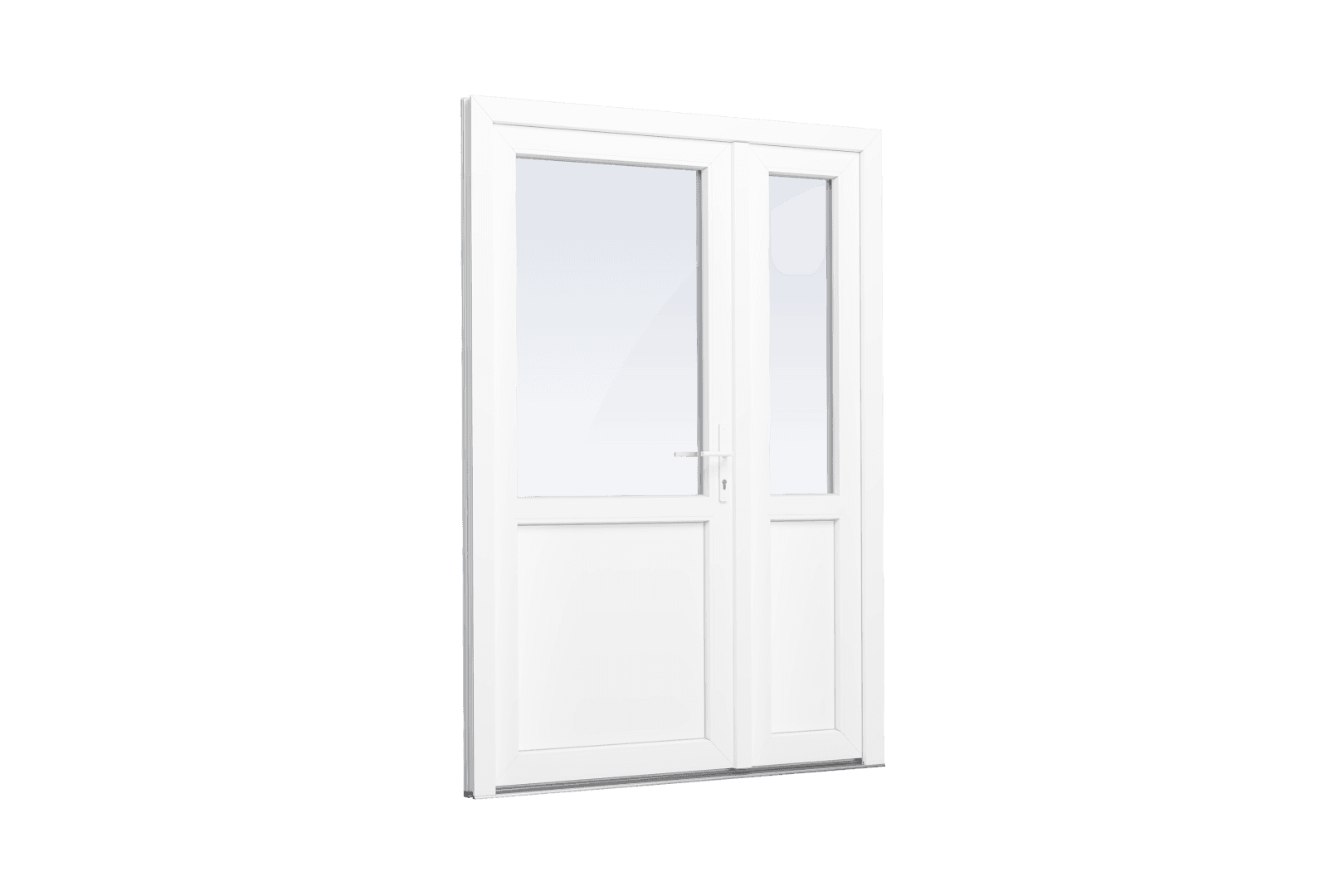 1/3 dvivėrės lauko durys su 2 horizontaliais skersiniais, su 4 stiklo ...