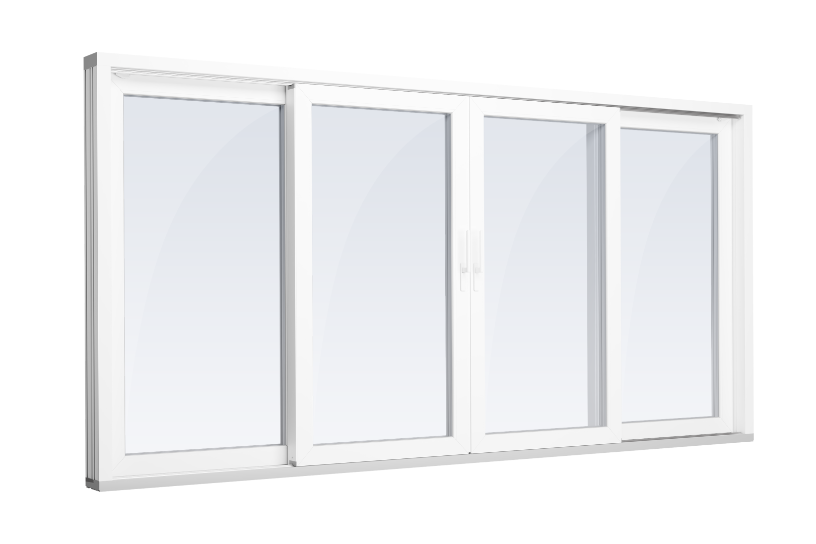 Keturių dalių pakeliamos - stumdomos durys. Dvi stumdomos varčios ...