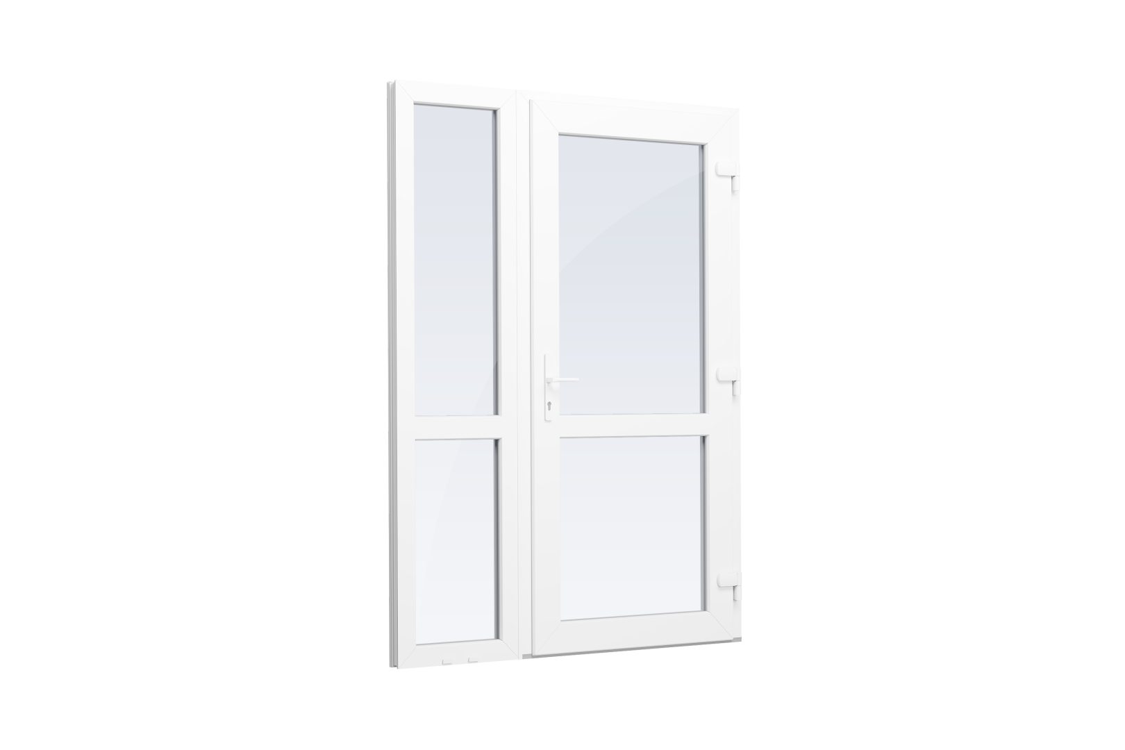 Vienvėrės lauko durys jungtos su vitrina, su 2 horizontaliais ...